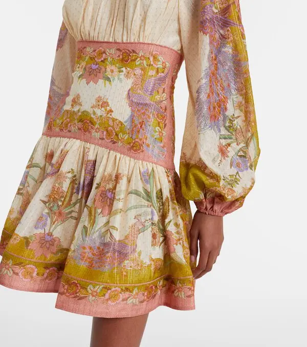 Zimmermann Indra Cotton And Silk-blend Mini Dress - Multicoloured