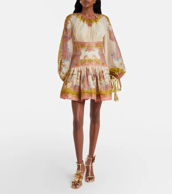 Zimmermann Indra Cotton And Silk-blend Mini Dress - Multicoloured