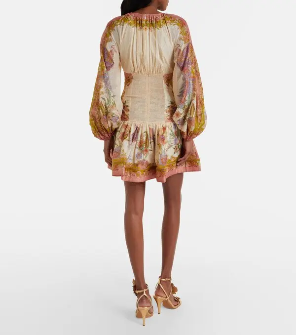 Zimmermann Indra Cotton And Silk-blend Mini Dress - Multicoloured