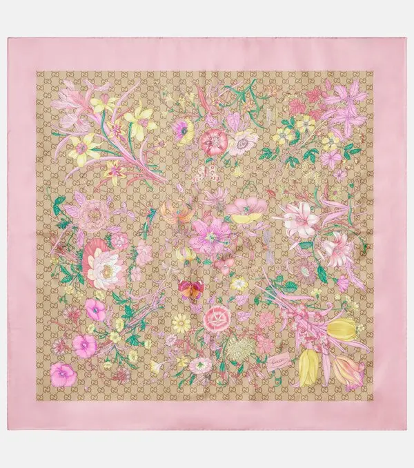Gucci Gg Flora Silk Twill Scarf - Multicoloured