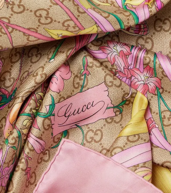 Gucci Gg Flora Silk Twill Scarf - Multicoloured
