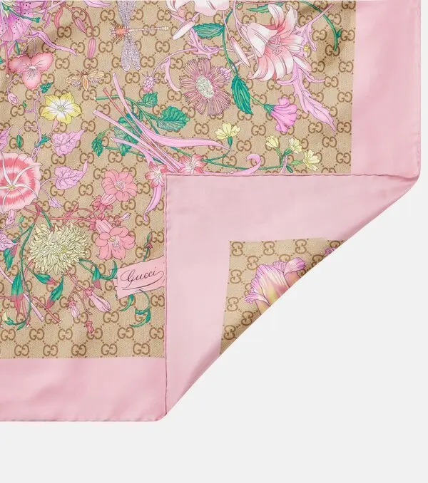 Gucci Gg Flora Silk Twill Scarf - Multicoloured