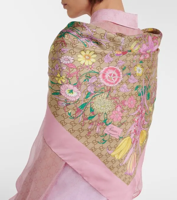 Gucci Gg Flora Silk Twill Scarf - Multicoloured