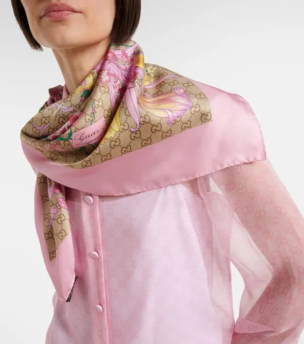 Gucci Gg Flora Silk Twill Scarf - Multicoloured