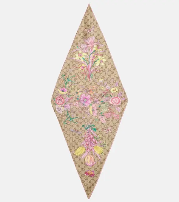 Gucci Gg Flora Silk Twill Scarf - Multicoloured