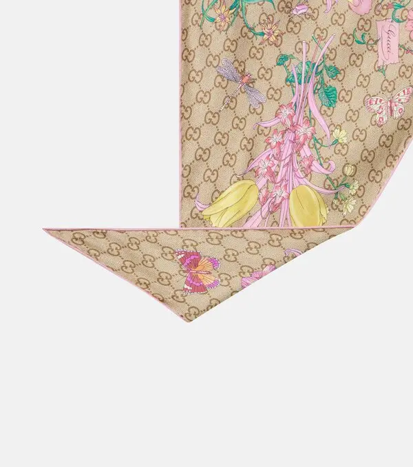 Gucci Gg Flora Silk Twill Scarf