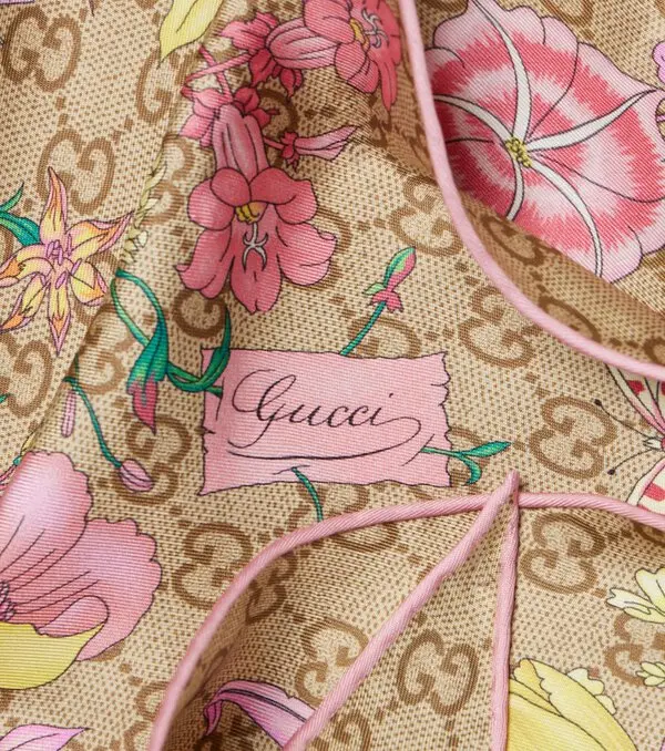 Gucci Gg Flora Silk Twill Scarf