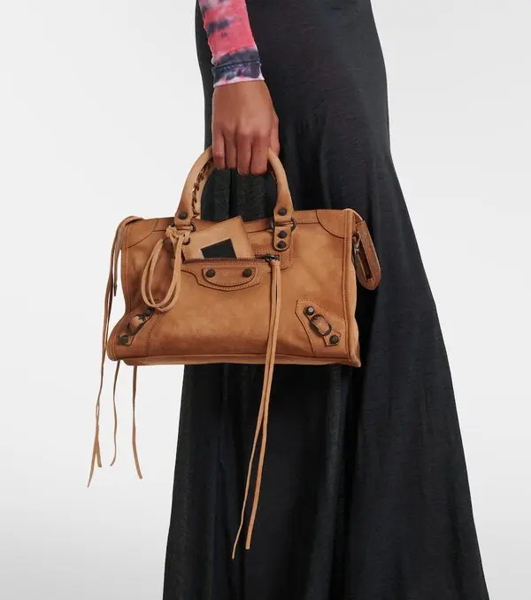 Balenciaga Le City Small Suede Top-handle Bag - Beige
