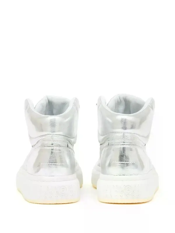 MAISON MARGIELA Tone Metallic High-top Sneakers - Silver
