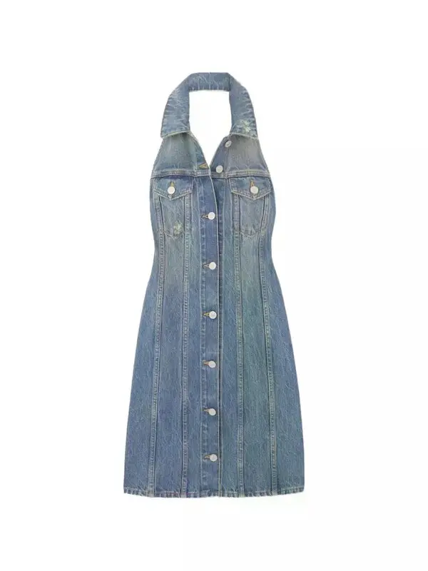 Givenchy Halterneck Denim Dress - Blue