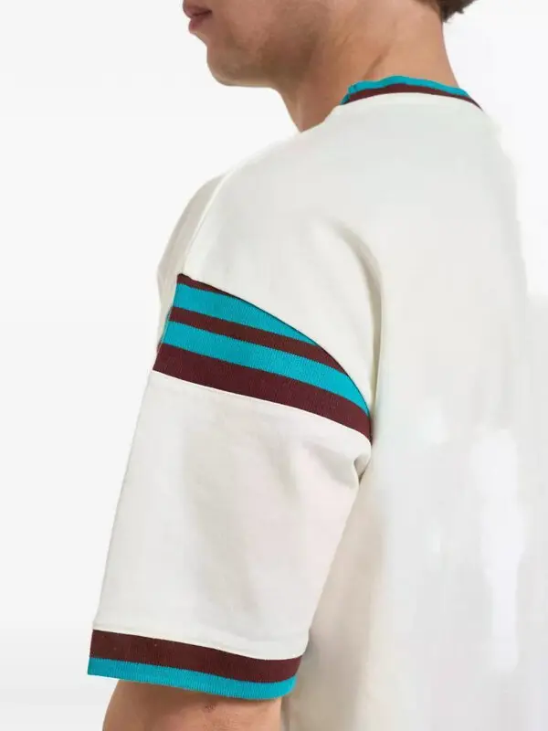 Drole De Monsieur Dancers Graphic-print Striped-trim T-shirt
