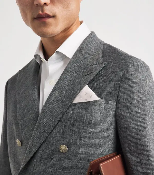Eleventy Wool-cotton Pocket Square - Beige
