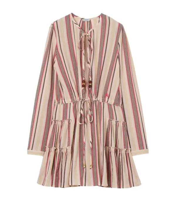 Burberry Cotton Voile Striped Mini Dress