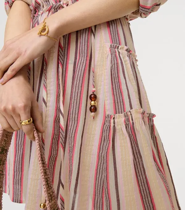 Burberry Cotton Voile Striped Mini Dress