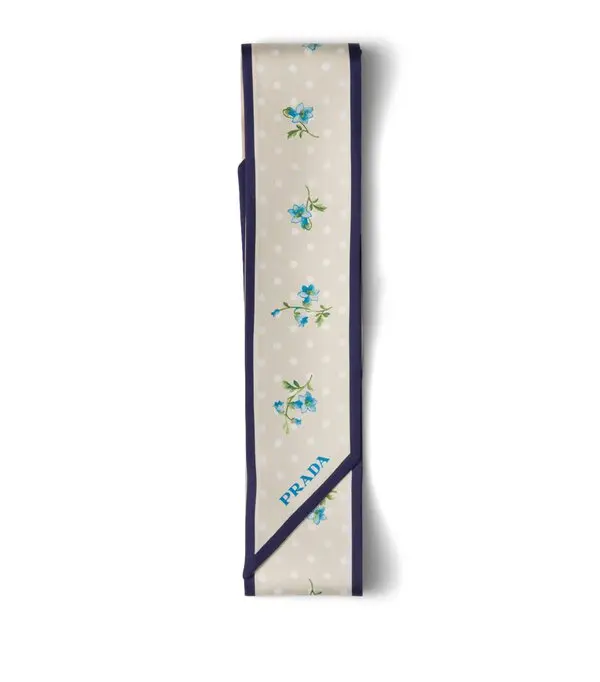 Prada Silk Skinny Scarf - Neutral