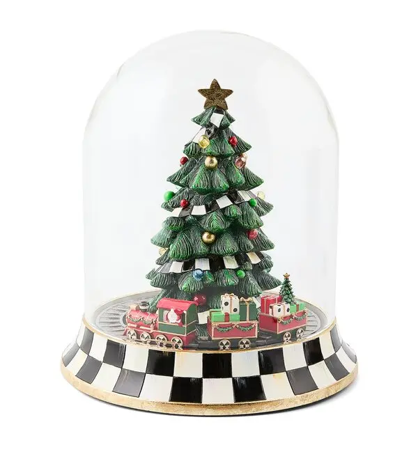 MACKENZIE-CHILDS Christmas Tree Music Box Cloche - Green
