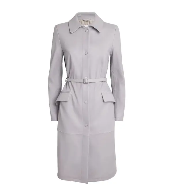 Eleventy Nappa Leather Trench Coat