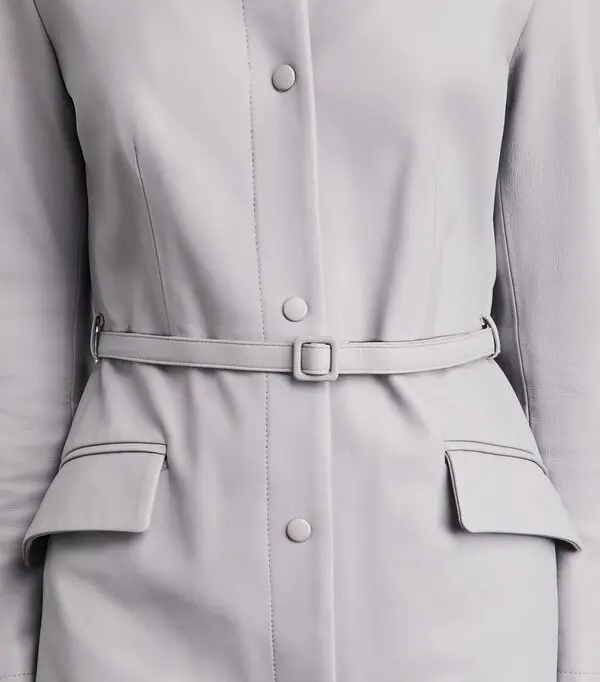 Eleventy Nappa Leather Trench Coat