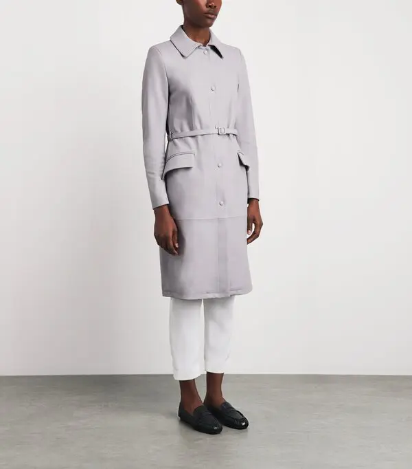 Eleventy Nappa Leather Trench Coat
