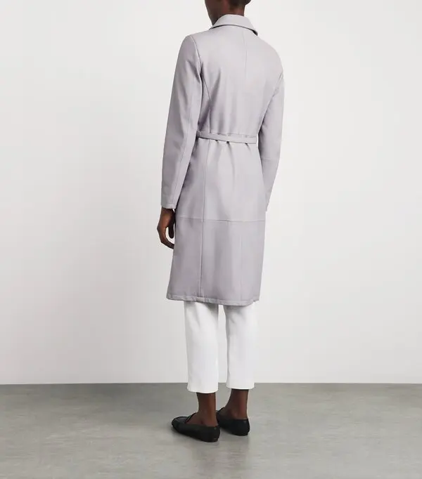 Eleventy Nappa Leather Trench Coat