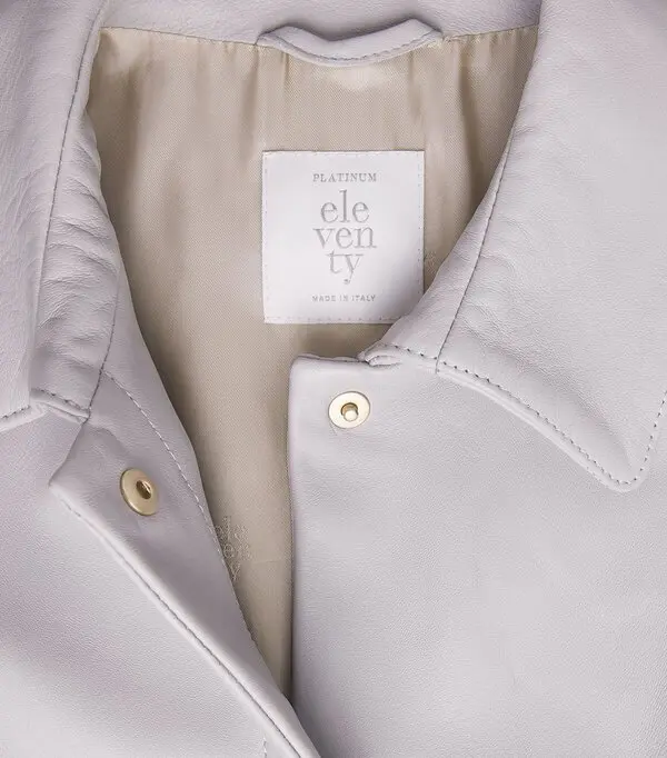 Eleventy Nappa Leather Trench Coat