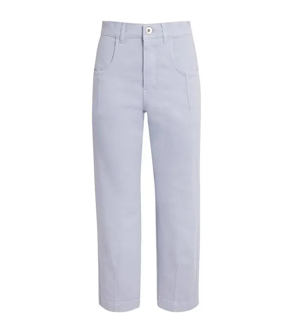 Eleventy Front Pleat Garment-dyed Cotton Jeans