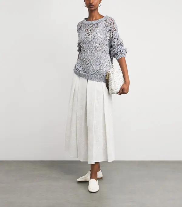 Eleventy Linen Sequin-embellished Sweater