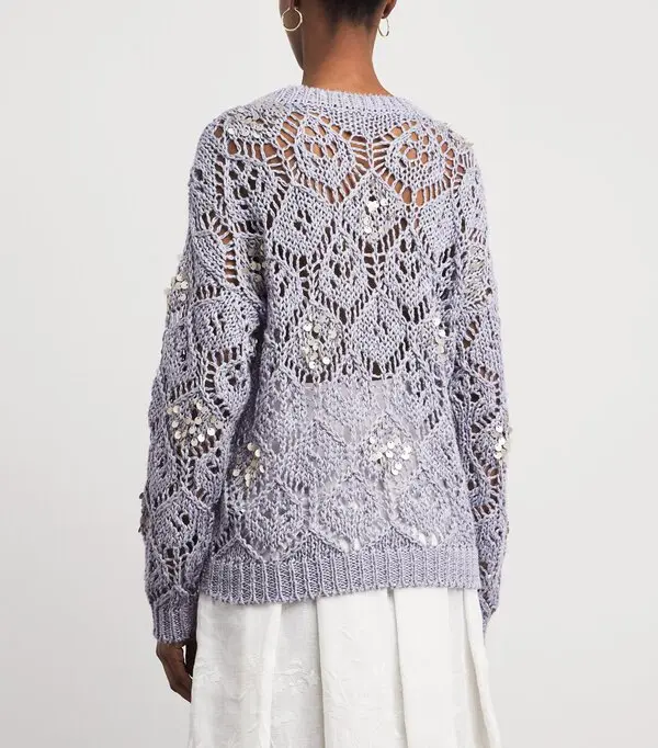Eleventy Linen Sequin-embellished Sweater