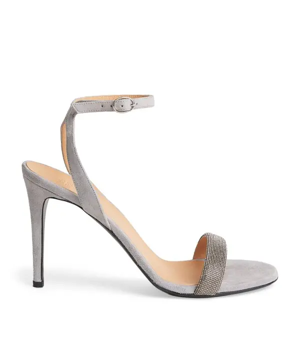 Eleventy Suede Crystal-embellished Stiletto Sandals - Blue