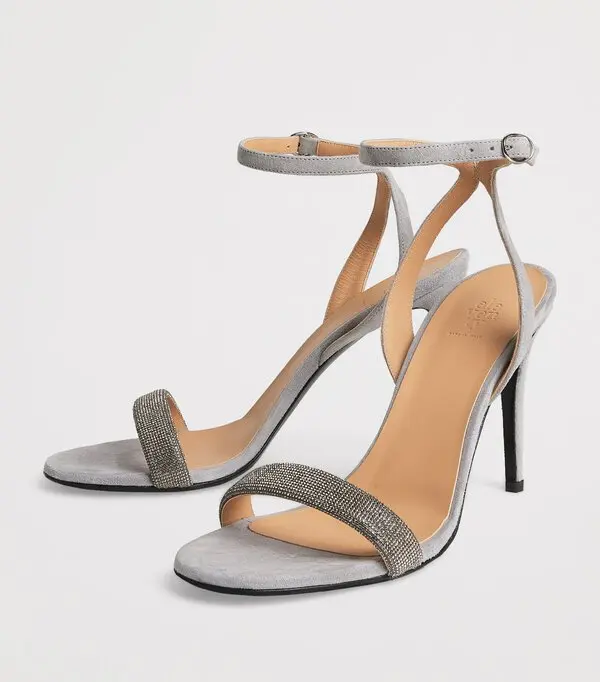 Eleventy Suede Crystal-embellished Stiletto Sandals