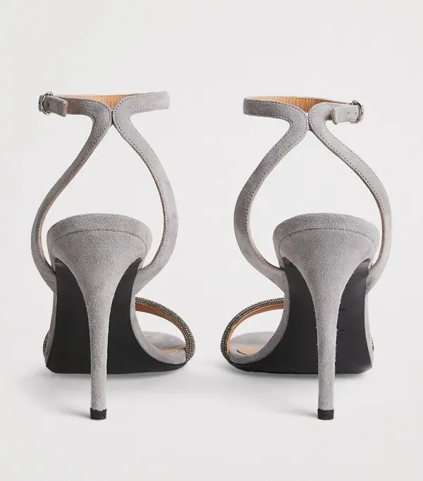 Eleventy Suede Crystal-embellished Stiletto Sandals