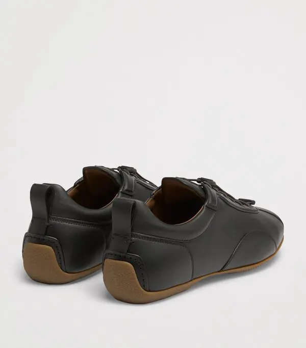 Dunhill Davies Leather Lace-up Sneakers - Black