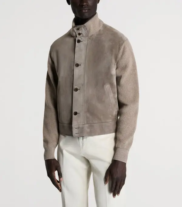 Dunhill Cashmere And Leather Bomber Jacket