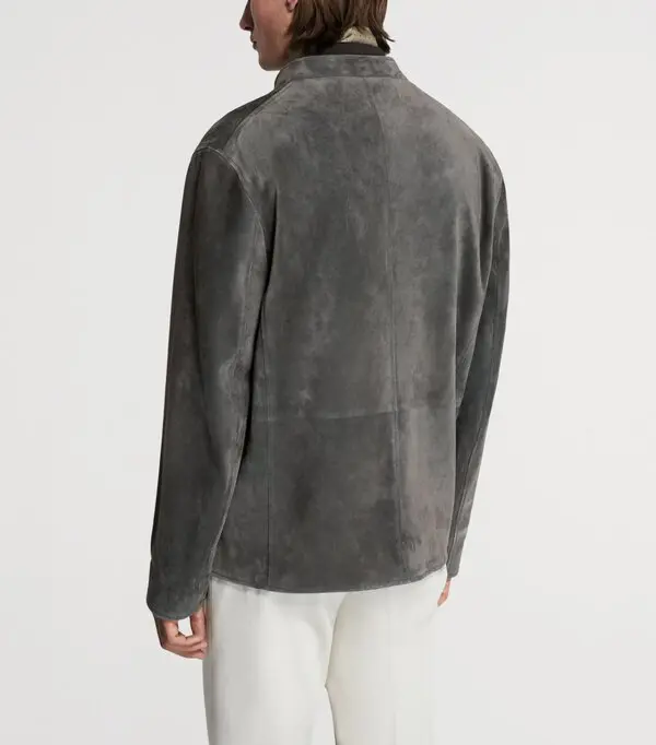 Dunhill Leather Mandarin-collar Jacket - Neutral