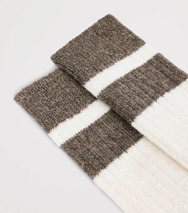 Dunhill Cashmere-cotton Stripe Crew Socks