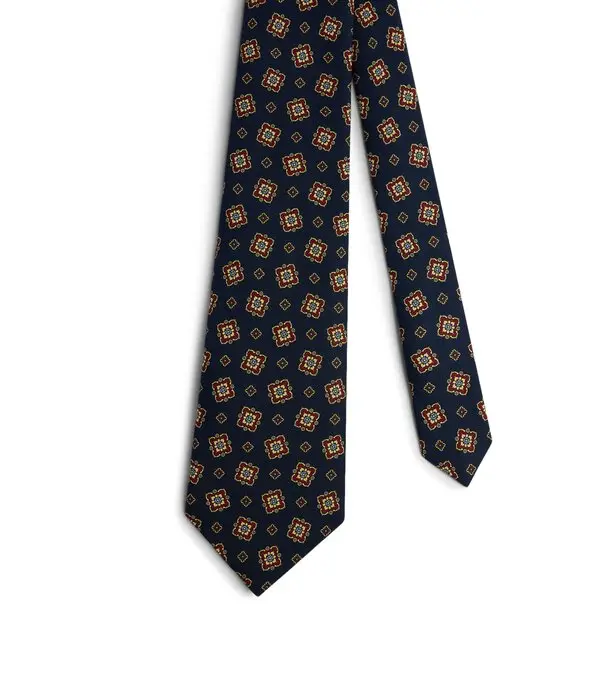 Dunhill Mulberry Silk Printed Neck Tie - Red