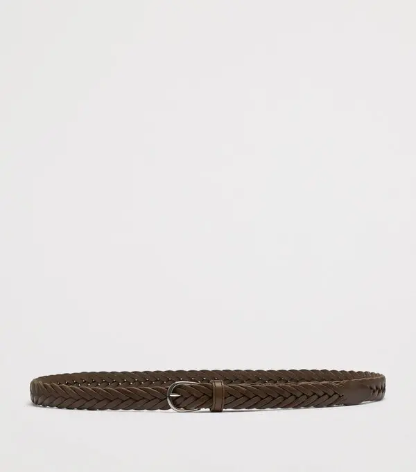 Dunhill Leather Woven Belt - Grey