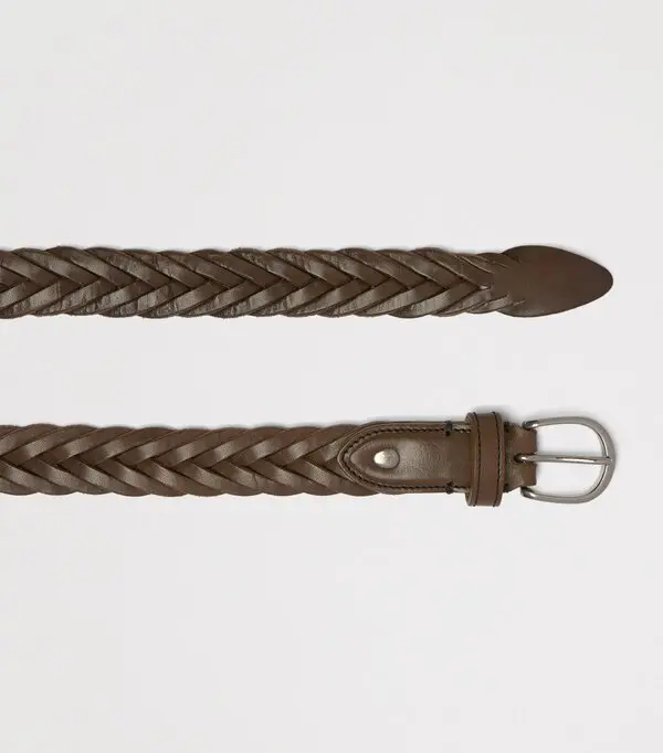 Dunhill Leather Woven Belt - Grey