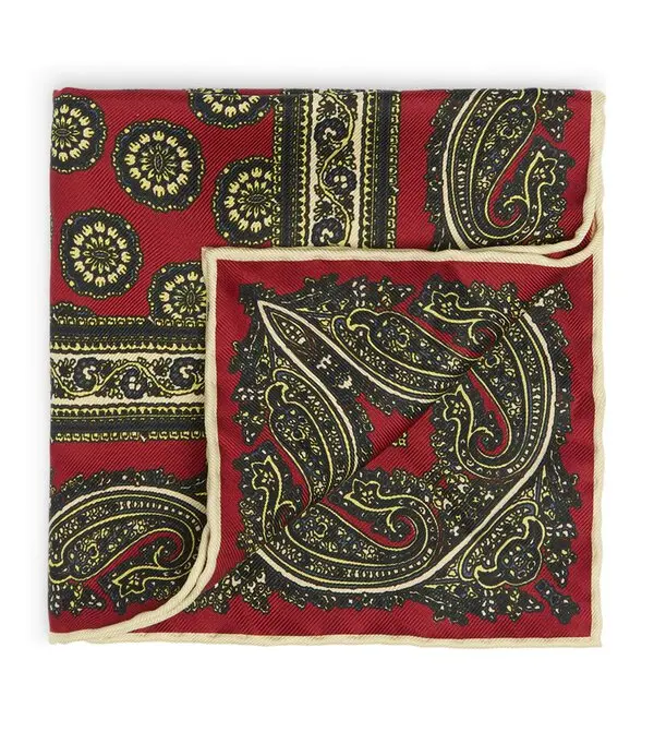 Dunhill Mulberry Silk Printed Pocket Square - Red