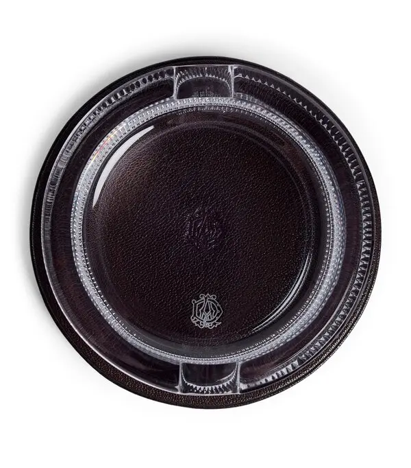 Dunhill Crystal Ashtray With Leather Base