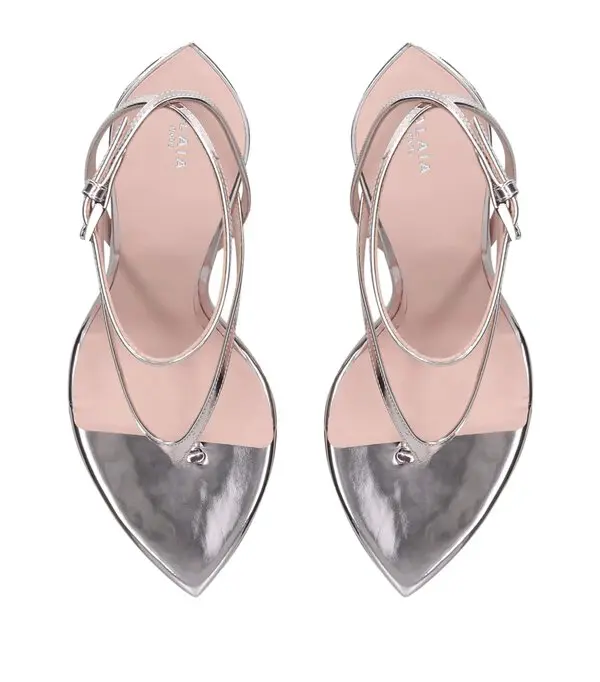 Alaïa Metallic Leather Wedge Sandals 90