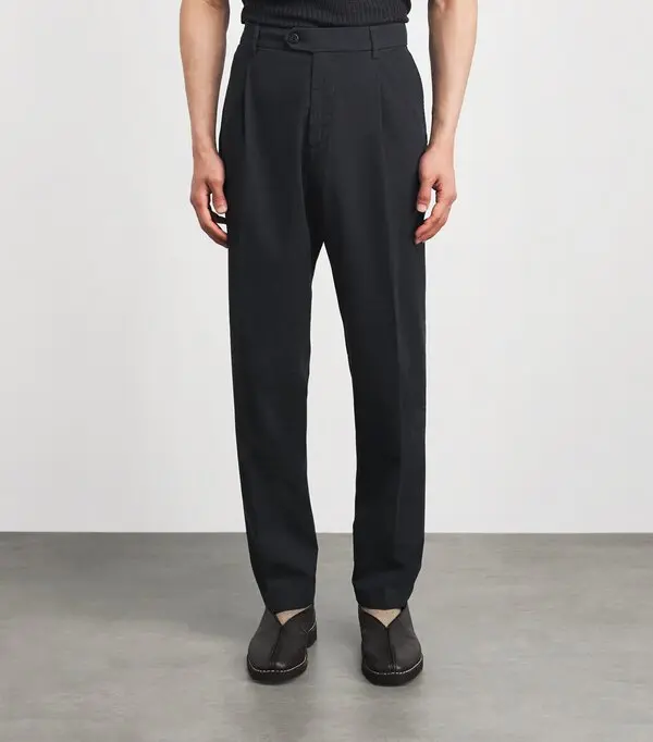 Eleventy Stretch Cotton Relaxed Trousers - Black