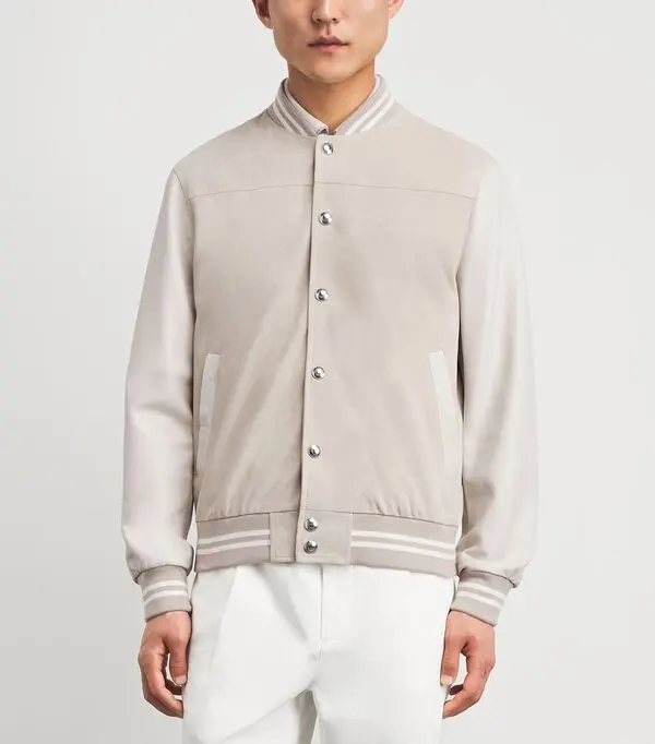 Eleventy Suede Giubbino Bomber Jacket