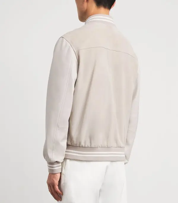 Eleventy Suede Giubbino Bomber Jacket