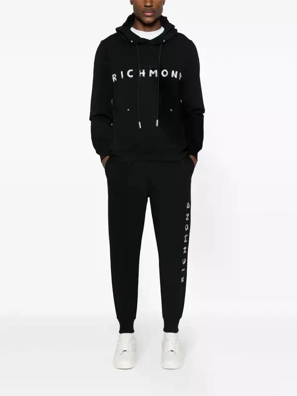 John Richmond Logo Embroidered Cotton Hoodie