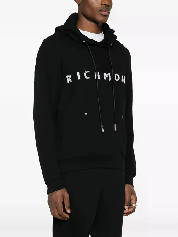 John Richmond Logo Embroidered Cotton Hoodie