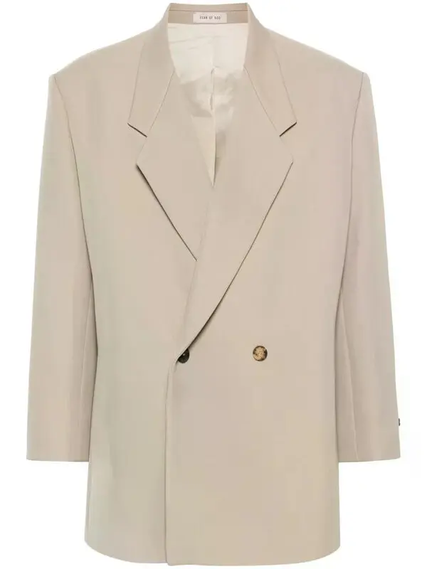 Fear Of God Double-breasted Wool Blend Blazer - Neutrals
