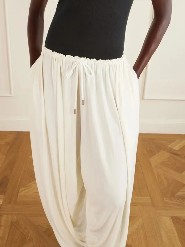 Co Gathered Satin Wide-leg Trousers