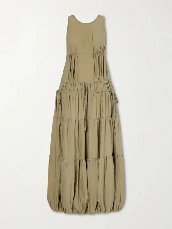 Co Pleated Tiered Maxi Dress - Green