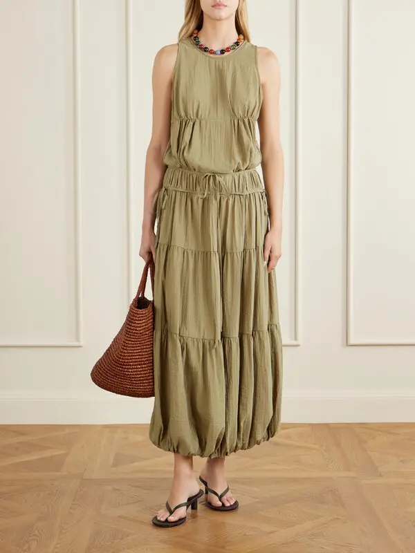 Co Pleated Tiered Maxi Dress